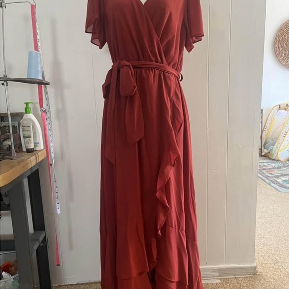 Baltic Born | Dresses | Elegant Rust Wrap Dress | Poshmark